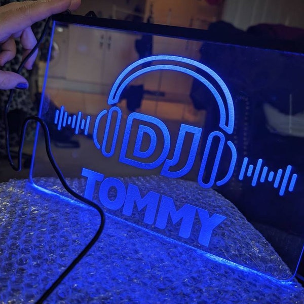 Custom DJ Neon LED Light Sign Plaque for Personalised Radio Music ...