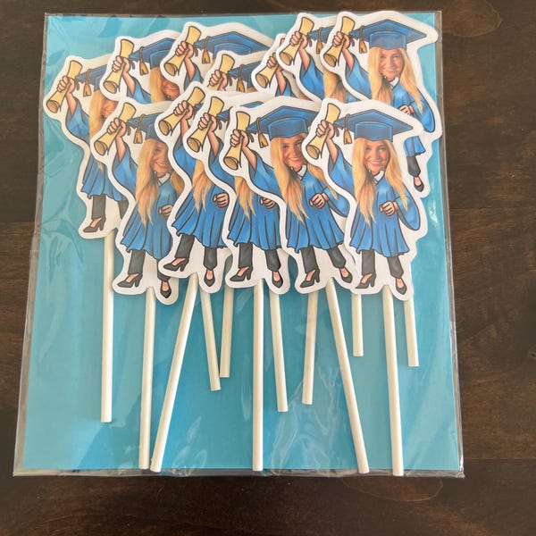 Graduate Personalized Face Cupcake Toppers - Etsy