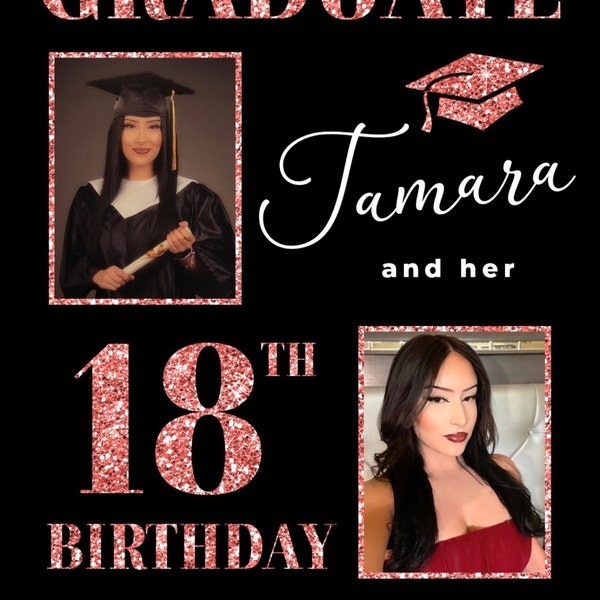 Graduation and Birthday Invitation With Photos 18th Birthday and ...