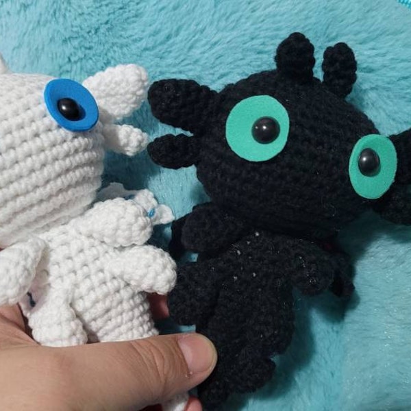 Toothless Dragon Crochet Plush, How to Train Your Dragon, Night Fury ...