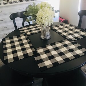 Cotton Buffalo Check Rug Christmas Doormat Black and White | Etsy