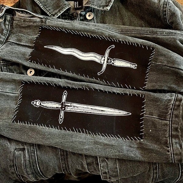 Patch Set "daggers" - Two Screen Printed and Hand Cut Dagger Patches - Etsy