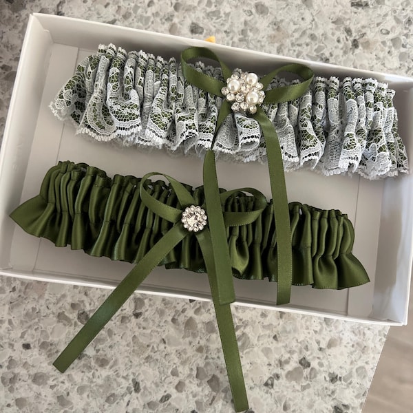 Wedding Garter, French Blue Bridal Garter Set, Dusty Blue Garter ...