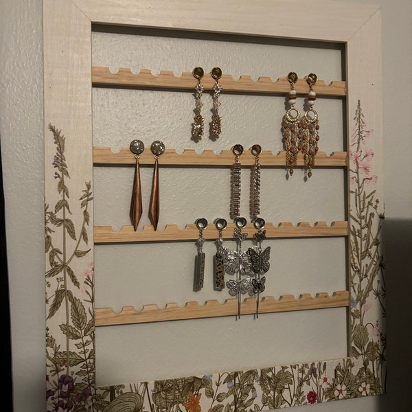 17 Handmade Wood Earring Holders, DIY Earring Organizer, Hand Cut Oak ...