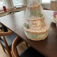 3 Tier Diaper Cake and Mini 3 Piece Set BBQ Baby Q Diaper Cake Burlap ...