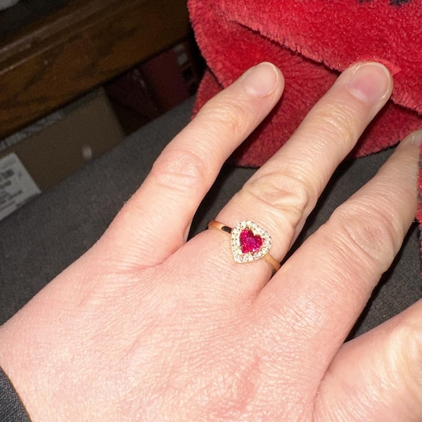 14k Solid Gold Ruby Ring | Square Cut Ruby Birthstone Ring for Women ...