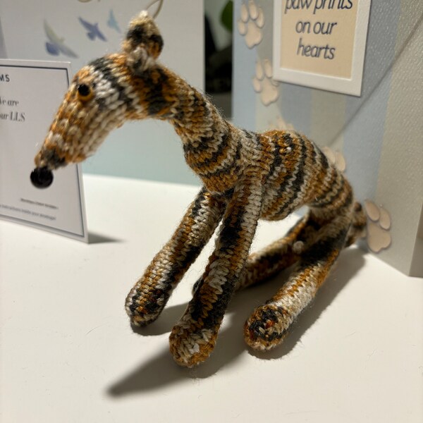 Lurcher Fluffy Scruffy Hairy Hand Knitted Sighthound Silver Light Grey ...