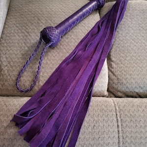 Real Genuine Cow Hide Suede Leather Flogger 25 Falls Purple Nunchaku ...