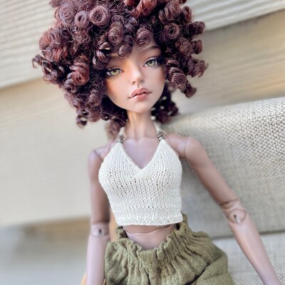 Custom Doll Wig for Minifee 1/4 BJD Dolls tan Caps 6-7 Head Size of Bjd ...