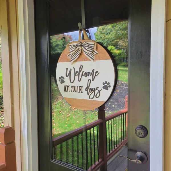 Christmas Door Hanger Wood Door Sign for Christmas Round Front Door ...