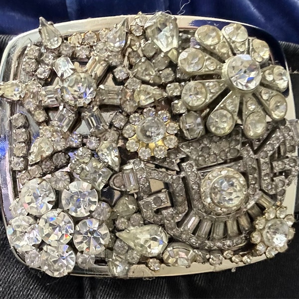 Rhinestone Belt Buckle Vintage Findings - Etsy