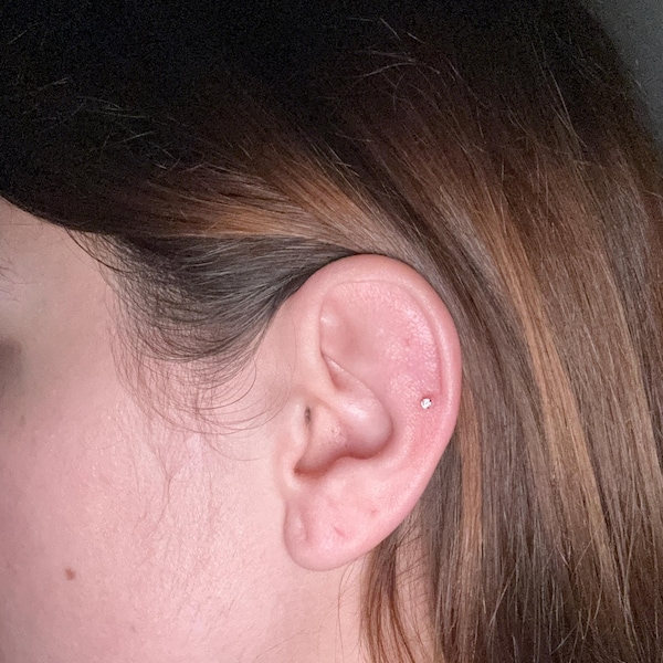 Titanium Vertical Dangle Hidden Helix Piercing, Threaded Flat Back Stud ...