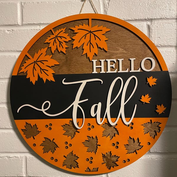 Hello Fall Sign, Hello Fall Door Sign, Fall Welcome Sign, Fall Sign ...