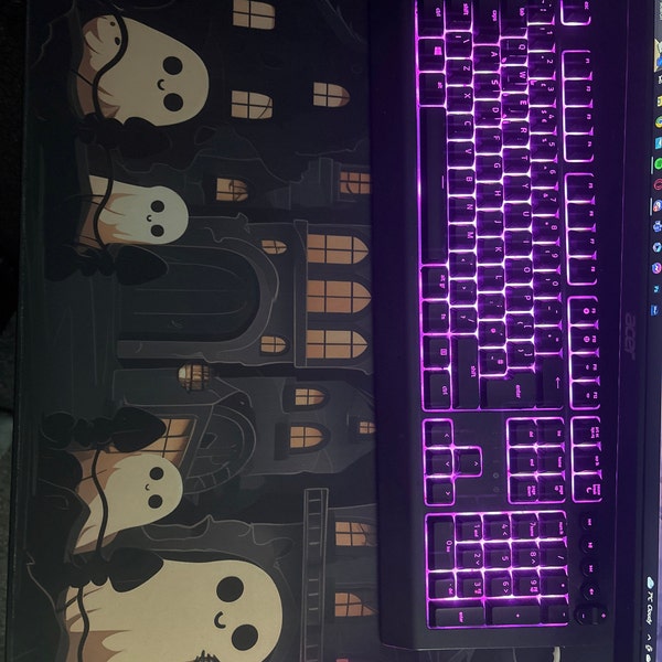 Cute Kawaii Goth Ghosts Desk Mat, Goth Mouse Pad, Ghose Mousepad, Cute ...