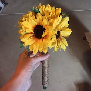 Choose Ribbon Color Sunflower Bouquet, Sunflower Bridal Bouquet, Flower ...