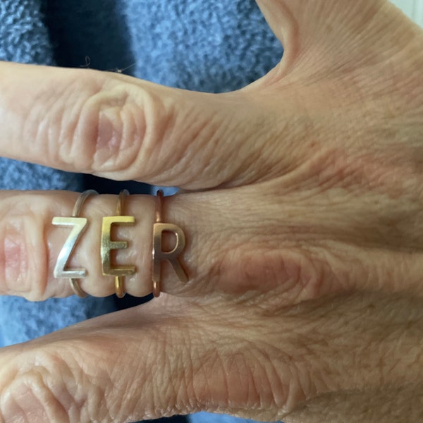 Sideway Initial Ring Sterling Silver Ring Stacking Ring Custom Name Ring Personalized Gift ...