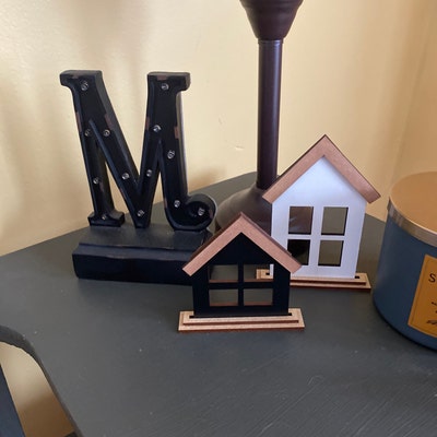 Personalized Shelf Decor Houses Standing Wood Houses Farmhouse Tiered ...
