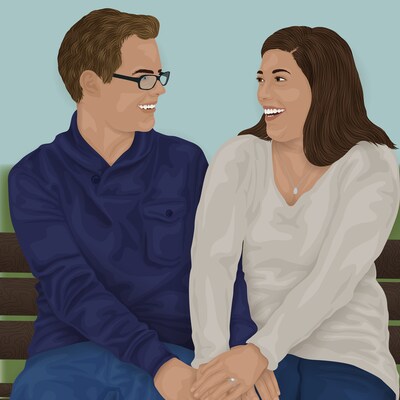 Custom Two Subject Family Portrait Family Illustration - Etsy