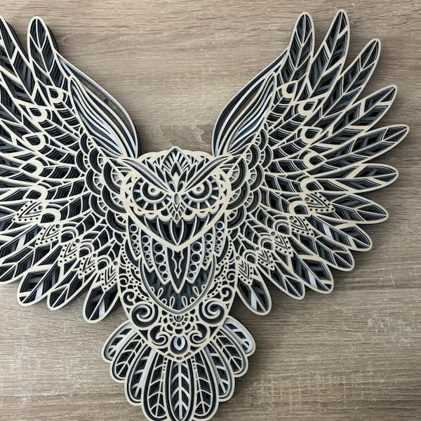 OWL Laser Cut File Multilayer 3d Owl Svg and Laser Cut Panels, 3d Laser ...