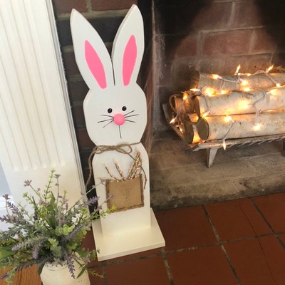 Large Wooden Bunny Stand/outdoor Decor/easter Bunny/wooden Bunny/easter ...