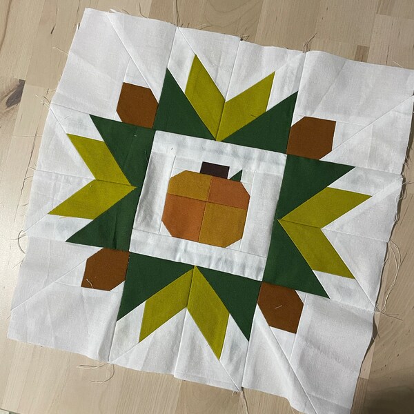Harvest Pumpkin Star Fall Autumn Quilt Block PDF Pattern-instructions ...