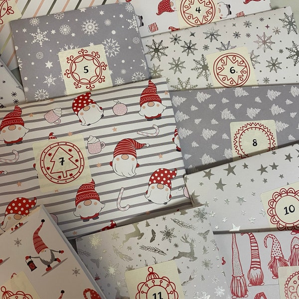 35 Red Ornate Advent Christmas Stickers, DIY Advent Calendar, Craft ...