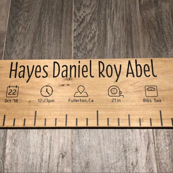 DIY Birth Ruler Vinyl Decal Kit - Modern Style - With Birth Stat Icons ...