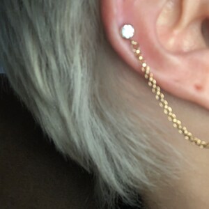 Triple Chain Cartilage Earring Single Ear Helix Sterling | Etsy