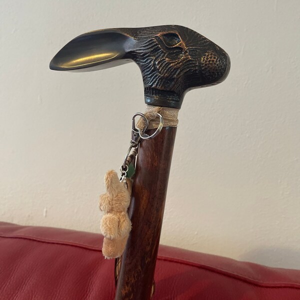 Rabbit Head Designer Antique Style Handle Wooden Walking Stick Handmade ...