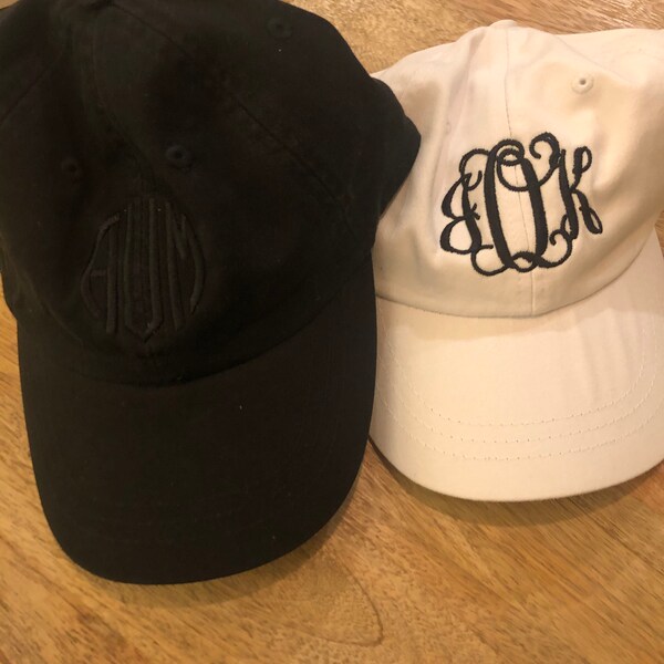Custom Embroidered Monogram Hat: Distressed Cotton Twill Cap - Etsy