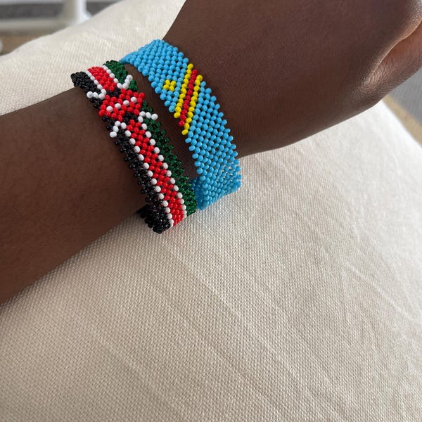 East African Countries Flag Beaded Bracelets Kenya Uganda Tanzania ...