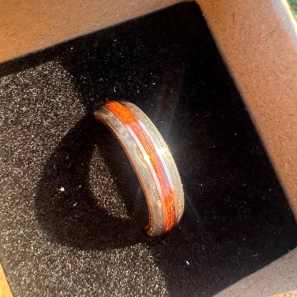 Grey Birdseye Maple Wedding Ring With Offset Crushed Amethyst Inlay - Etsy