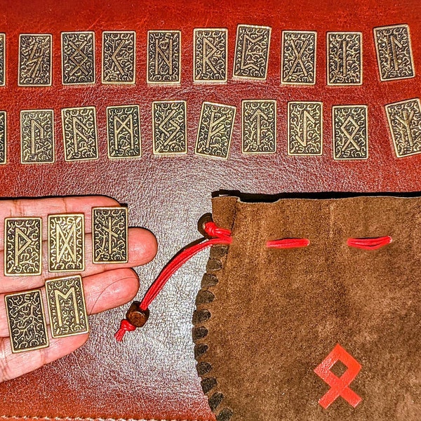 Metal Bronze Brass Rune Set Elder Futhark Norse Shamanic Odin Magic ...