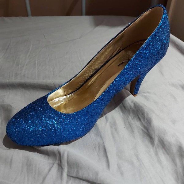 Royal Blue Glitter Heels, Glitter Heels Blue, Royal Blue Wedding, Blue ...