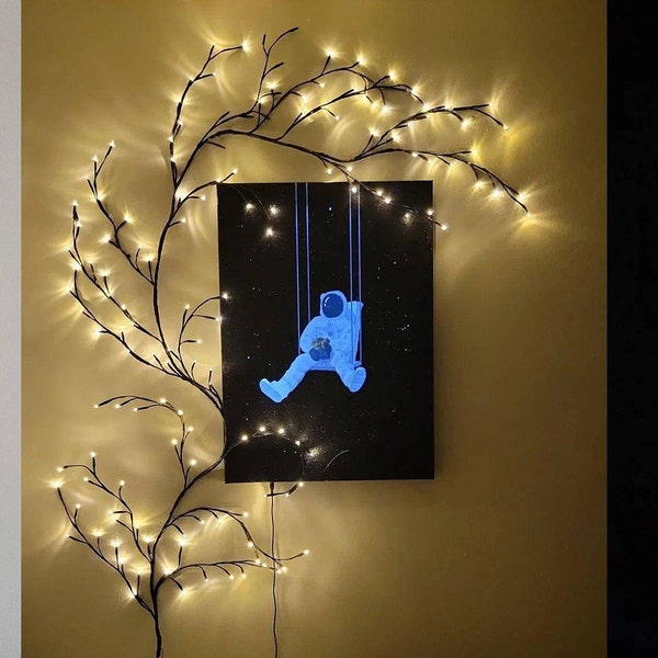 Astronaut LED LIGHT Canvas Light up Luminous Wall Art Galaxy Outer ...