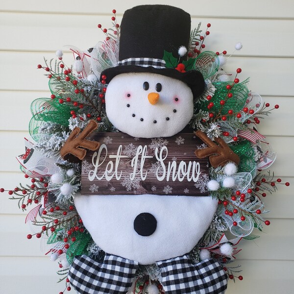 Snowman Wreath Attachment Kit, 4 Piece 27"x 25"l Snowman Wreath Making ...
