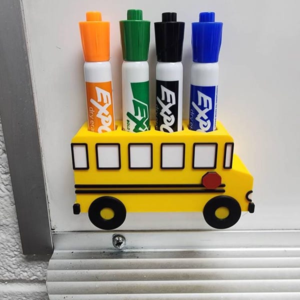 School Bus Magnetic Marker Holder | Whiteboard Organizer for Classroom ...