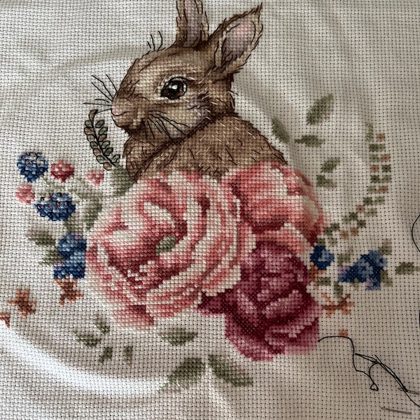 Cute Bunny Cross Stitch Pattern Bunny in Flowers Pattern Floral ...