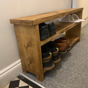 Hand Crafted Rustic Reclaimed Wooden Shoe Bench / Shoe Rack / - Etsy UK