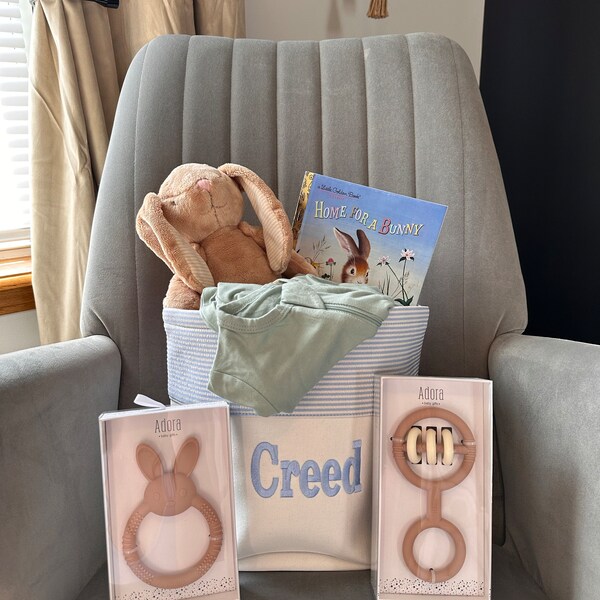 Embroidered Canvas Seersucker Easter Baskets / Personalized Basket for ...