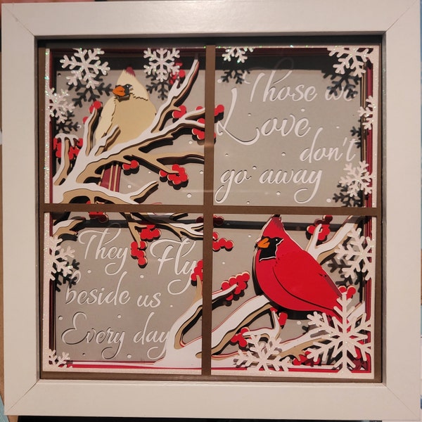 Cardinals Outside Window Shadow Box SVG / Memorial Shadow Box/ Cardinal ...