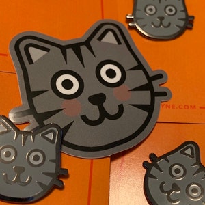Grey Tabby Cat Enamel Pin Cute Pin Gift for Cat Lover | Etsy