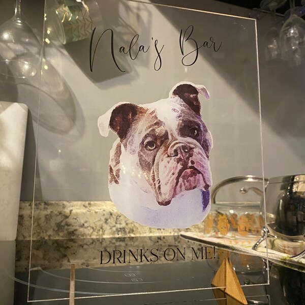 Dog Open Bar Acrylic Sign, Two Dog Signature Drink Bar Menu, Pet ...