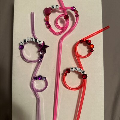 Personalized Silly Straw One Alphabet Bead Embellished Silly Straw ...