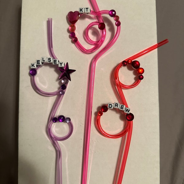 Personalized Silly Straw - One Alphabet Bead Embellished Silly Straw ...