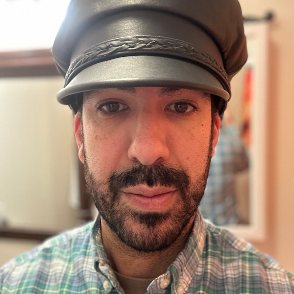 HANSA Genuine Natural Leather Peaked Cap Cabbie Chauffeur Hat Train ...