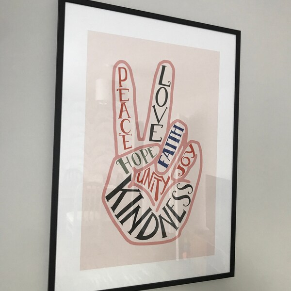 Peace Sign Art Print, Peace and Love, Inspirational Wall Art ...