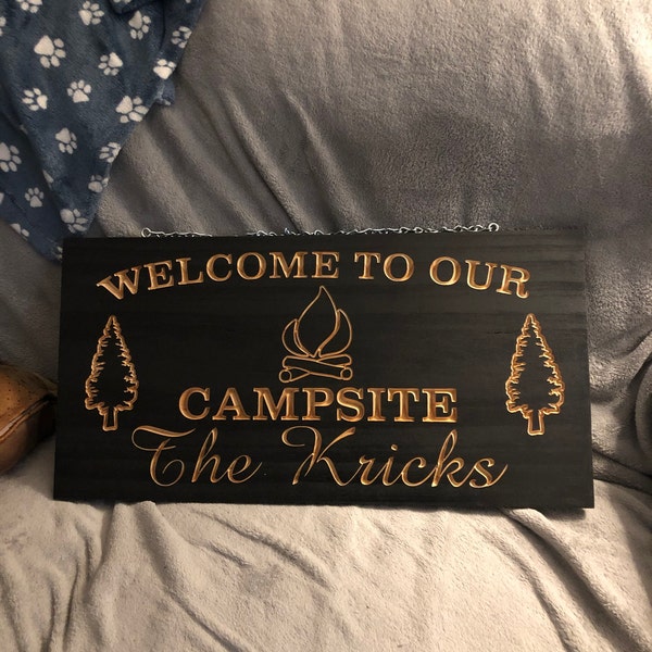 Carved Camping Sign - Personalized Family Camping Sign - Engraved ...