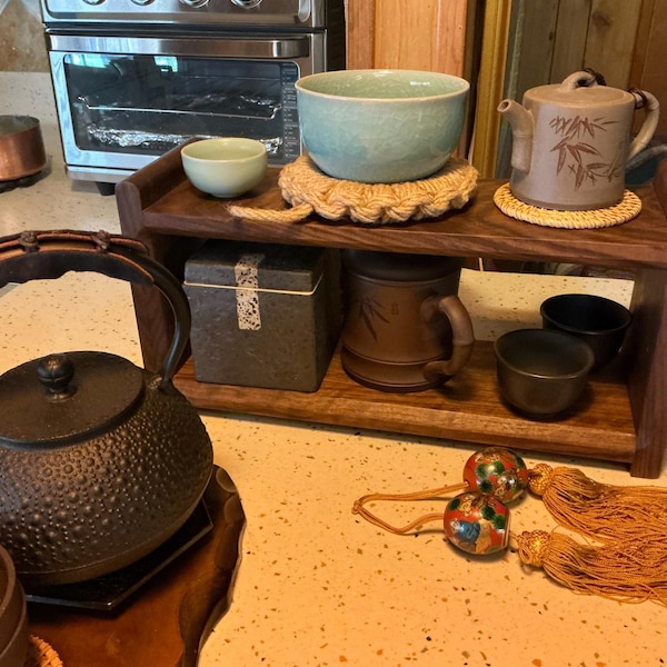 Exquisite Solid Walnut Wood Shelf,cubby Kitchen Shelf,coffee Bar ...