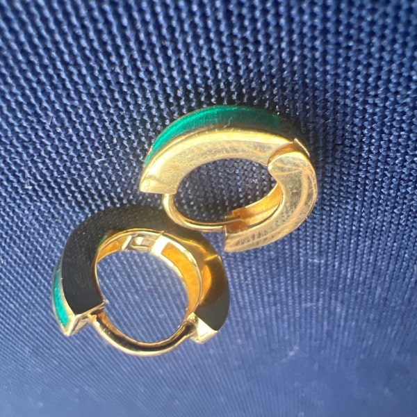 Blue Opal Inlay Huggie Earring by Soundnsol Minimalist- Stacking Hoop ...